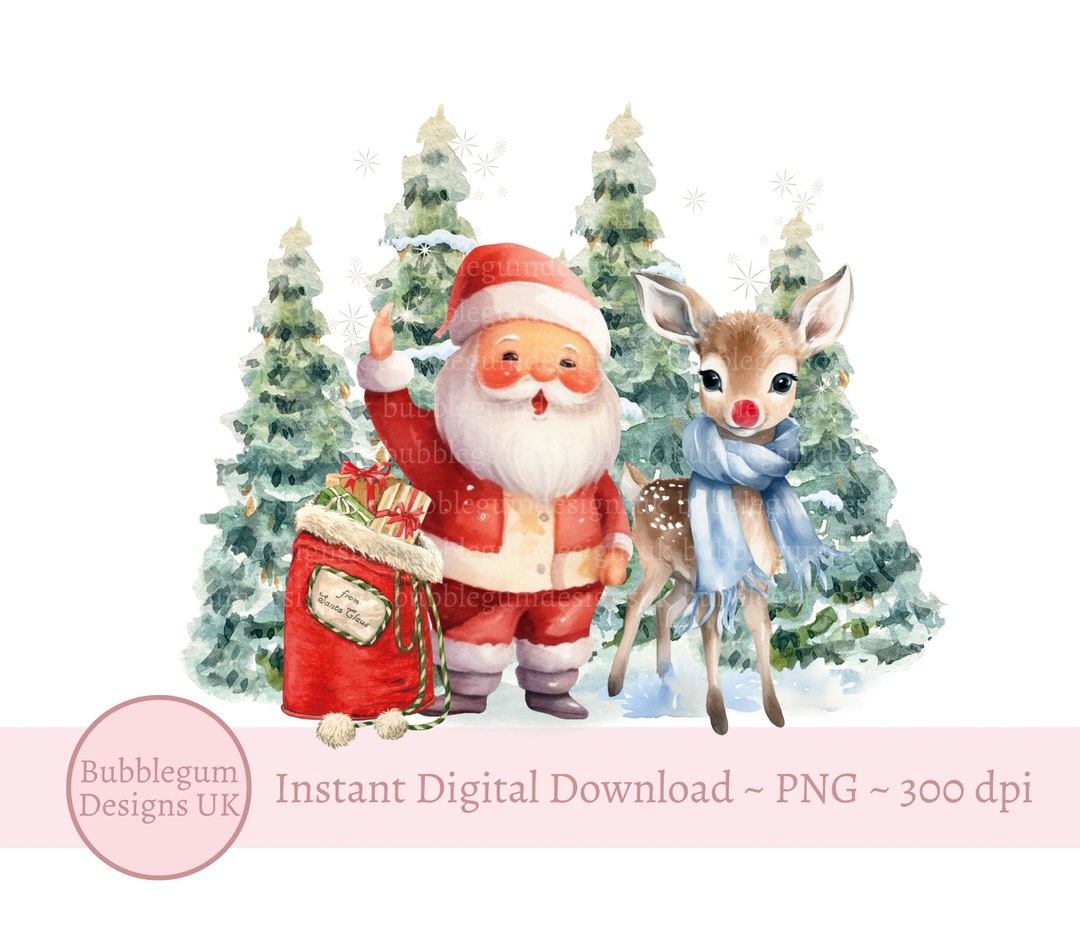 Santa and Rudolph Reindeer Christmas PNG, Christmas Clip Art, Father ...