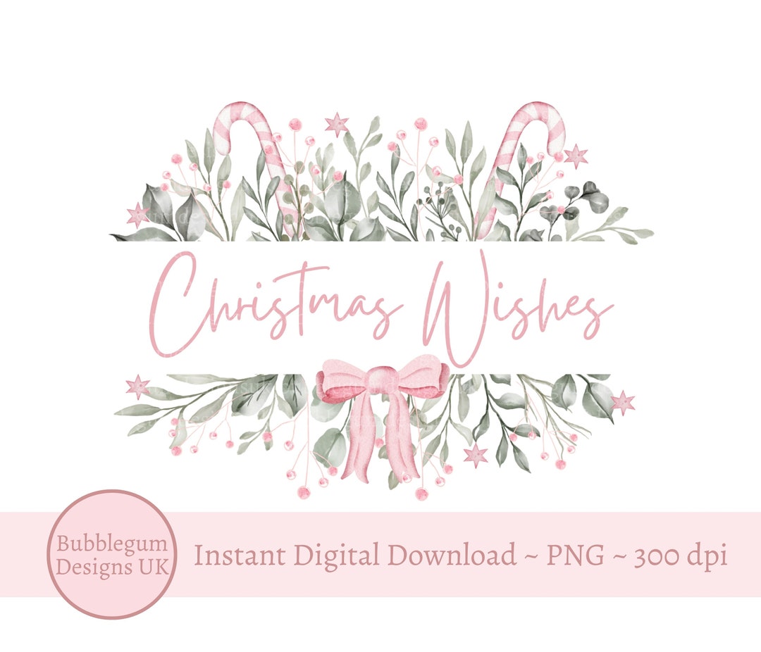 Pink Christmas Wishes PNG, Festive Greenery & Pink Berries, Christmas ...