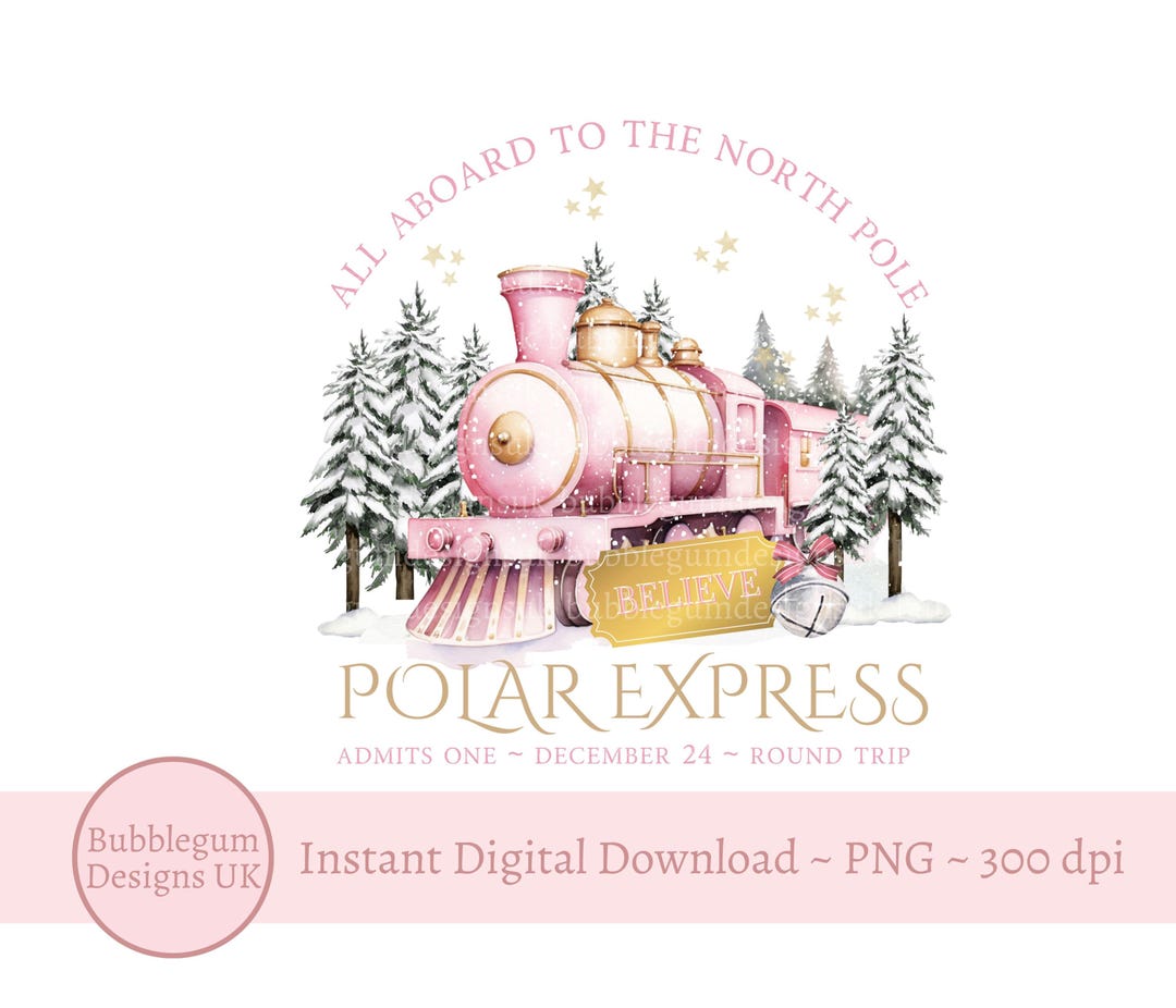 Pink North Pole Christmas Train PNG, Christmas Clipart, Christmas Train ...