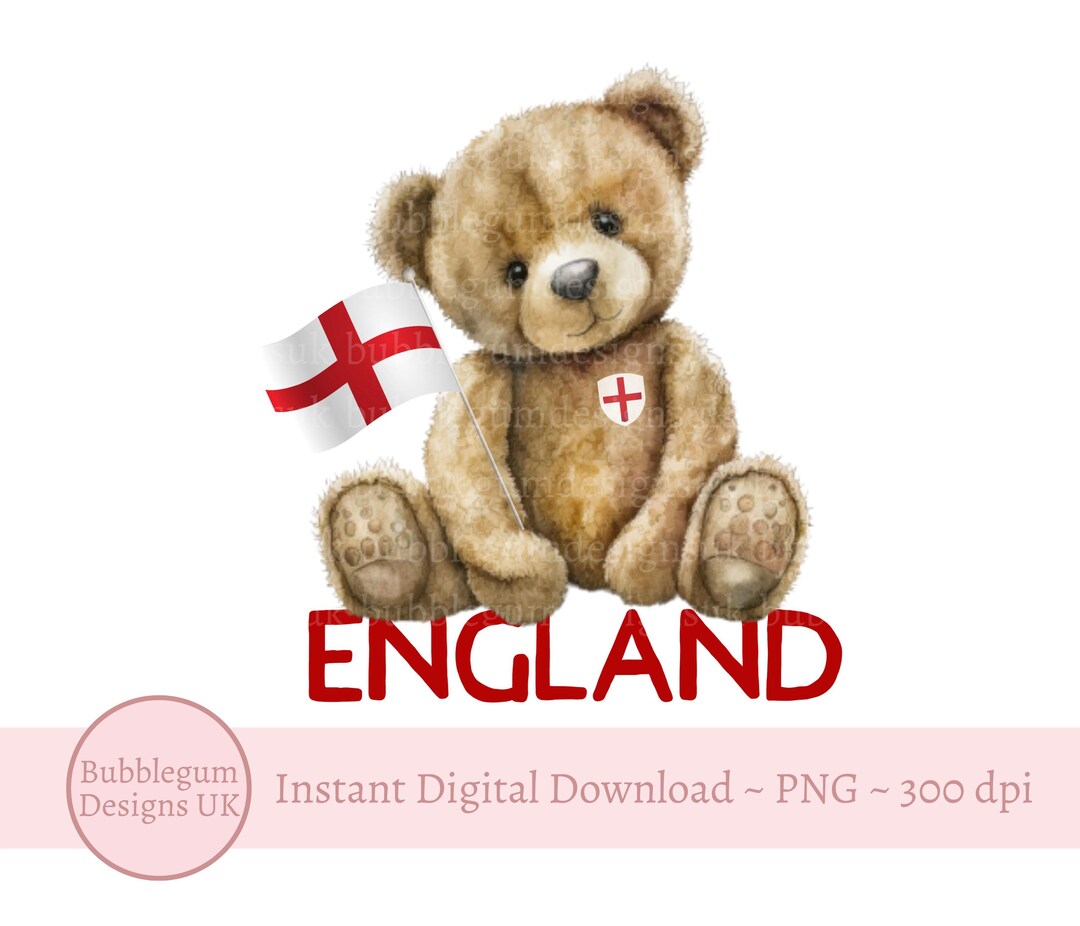England Teddy Bear PNG, England Bear With Flag Sublimation Design ...
