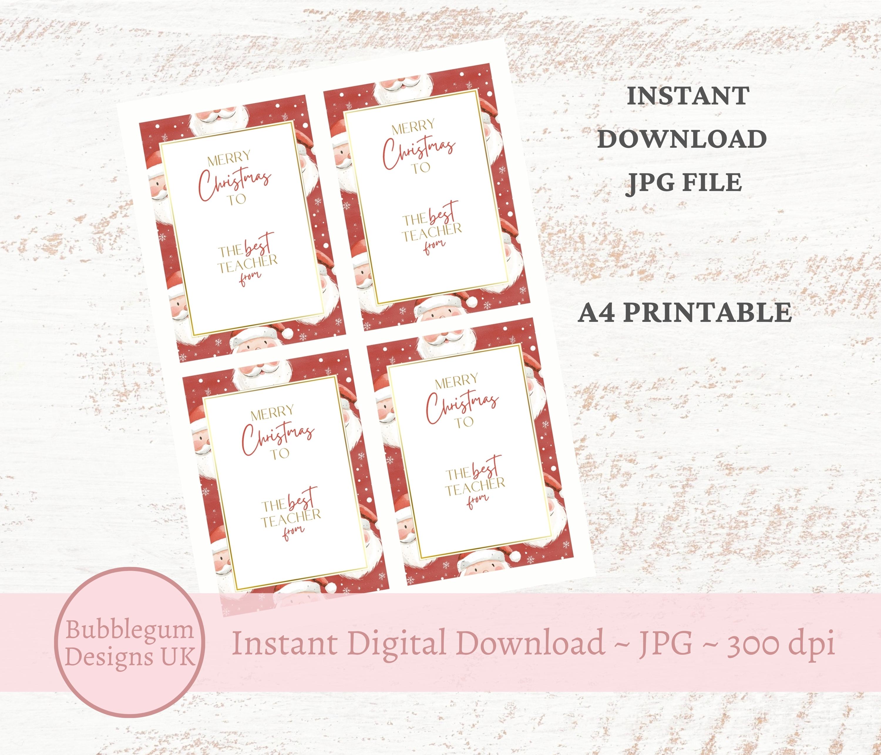 A4 Santa Wine Bottle Label, JPG, Parcel Label, Merry Christmas Bottle ...