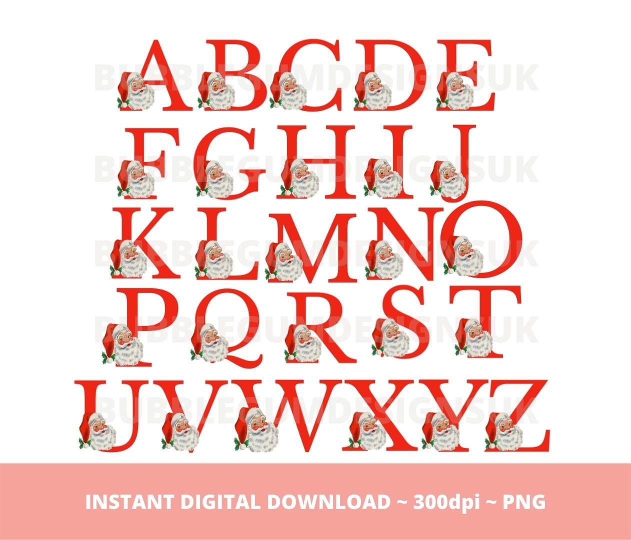 Vintage Santa Red Christmas Alphabet PNG 26 Individual - Etsy UK