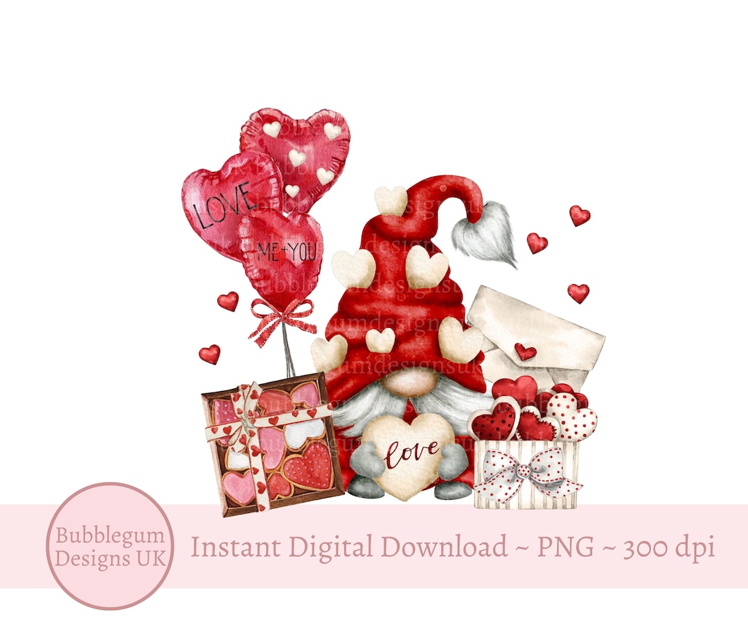 Valentine's Love Gnome PNG, Valentine Clipart, St Valentines Day Design ...