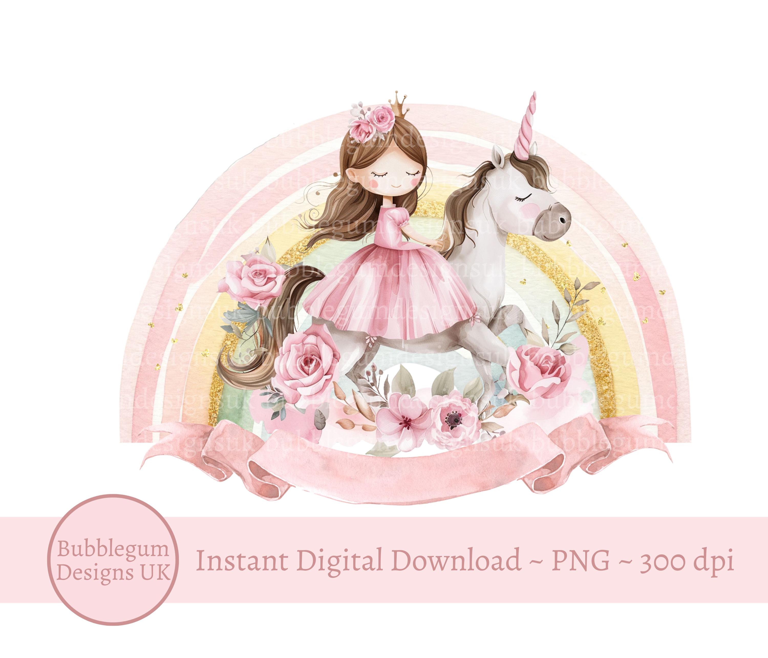 Pink Princess Rainbow PNG, Princess Birthday Sublimation Design, Girl's ...
