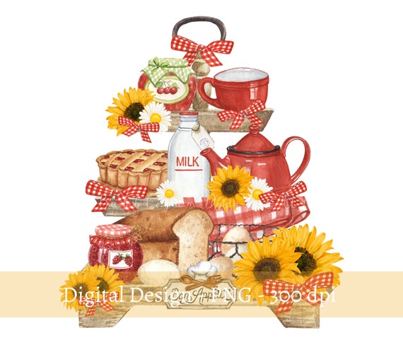 Embellishments Honey Bee Tiered Tray Clipart Watercolor Farmhouse Decor ...