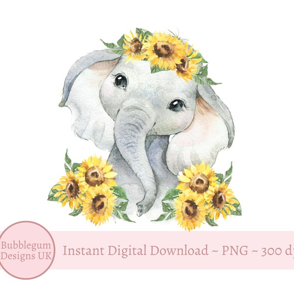 Sunflower Elephant - Etsy