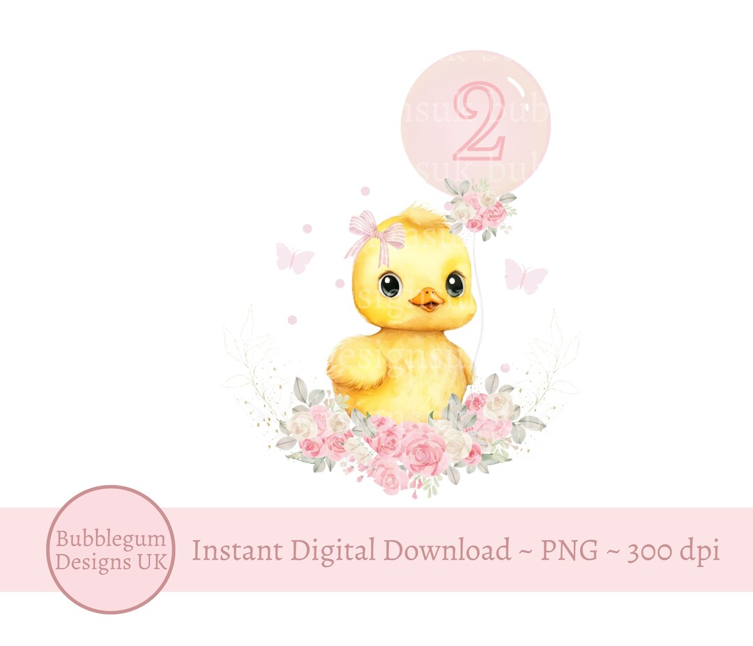 Two Duck Balloon PNG, Duck 2nd Birthday Sublimation Design, Rubber ...