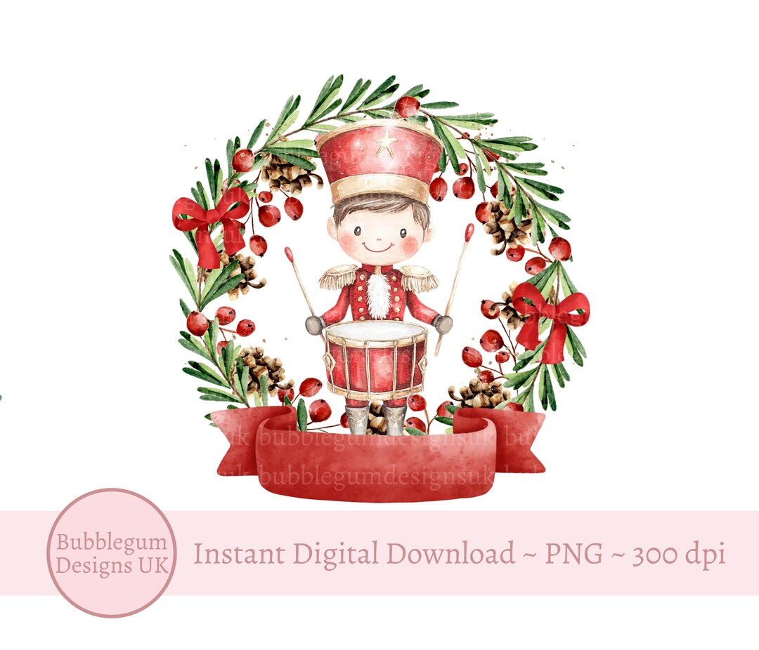 Christmas Drummer Boy Wreath Sublimation, PNG, Drummer Boy, Christmas ...