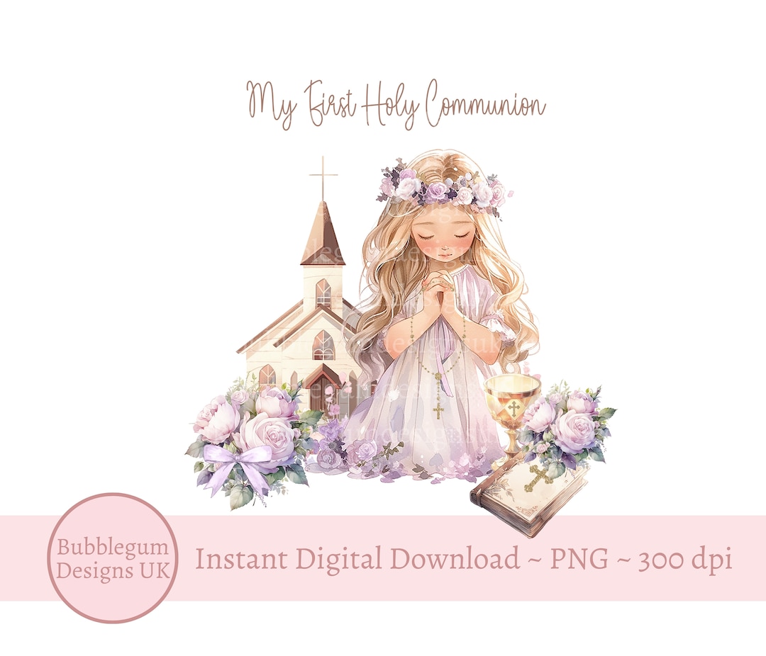 My First Holy Communion PNG, Praying Girl First Communion Clipart, Holy ...