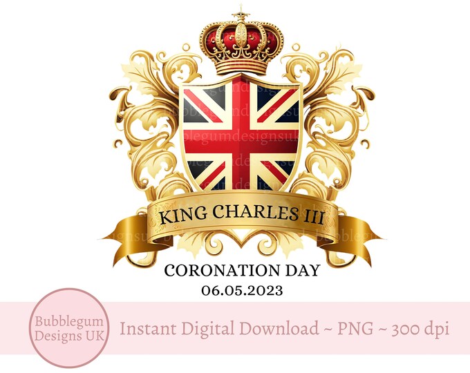 King Charles III Coronation Day 2023 PNG, Coronation Day Sublimation Design, Union Jack ...