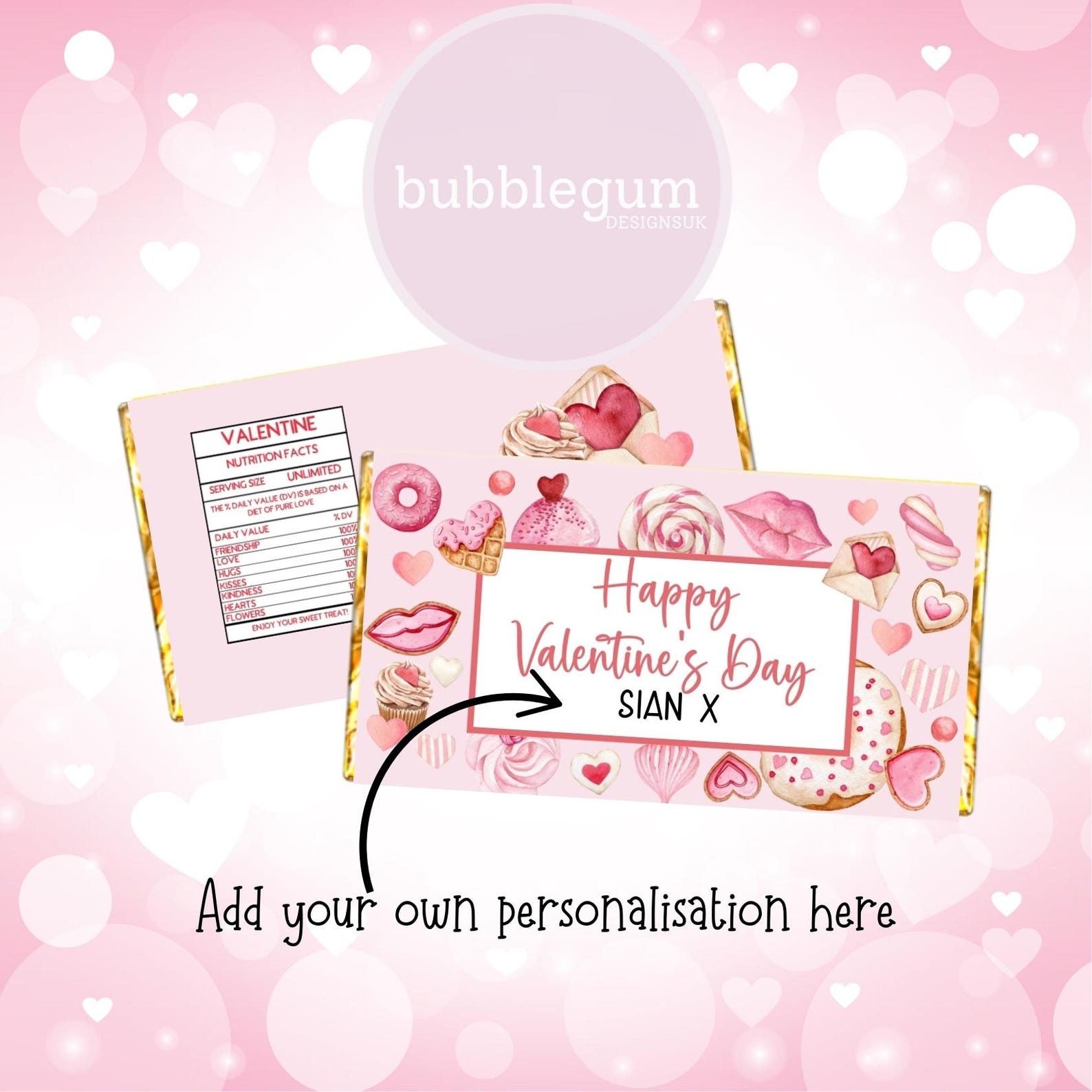 Printable Valentine's Day Chocolate Bar Wrapper, Valentine's Day Sweets ...