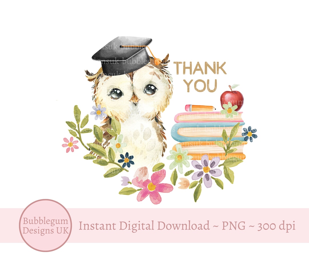 Wise Owl Teacher Thank You PNG, Sublimation Design, Teacher ...