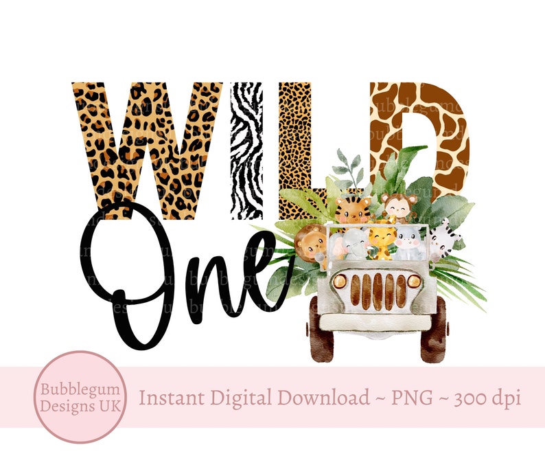 Wild One Animal Print Baby Safari Animals Truck PNG Safari - Etsy