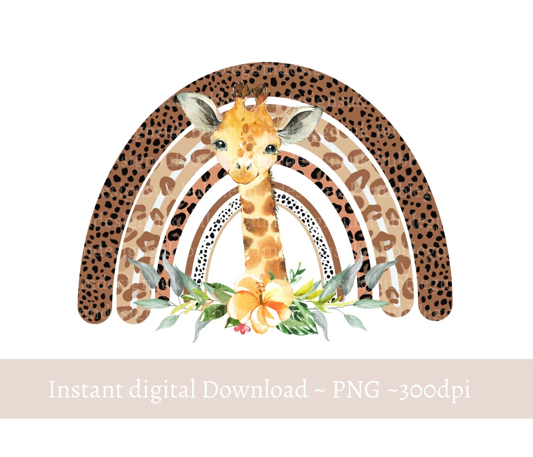 Giraffe Animal Print Rainbow PNG Cute Giraffe Clipart New - Etsy