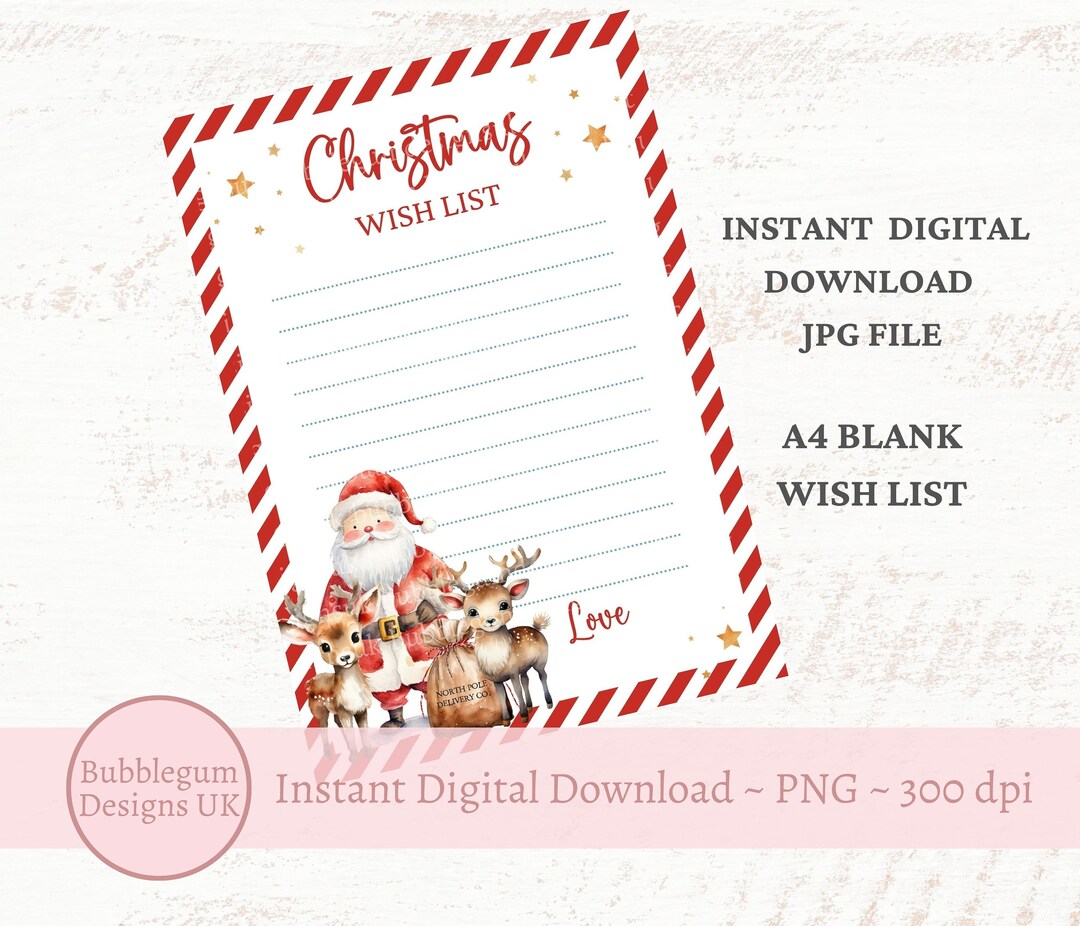 Christmas Wish List, A4 Santa Christmas Letter, Father Christmas Letter ...