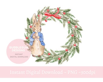 Peter Rabbit Christmas Wreath Png - Etsy