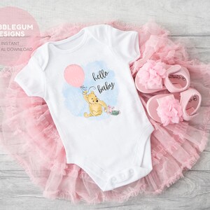 Classic Winnie the Pooh & Piglet Pink Balloon, Hello Baby PNG, Winnie ...