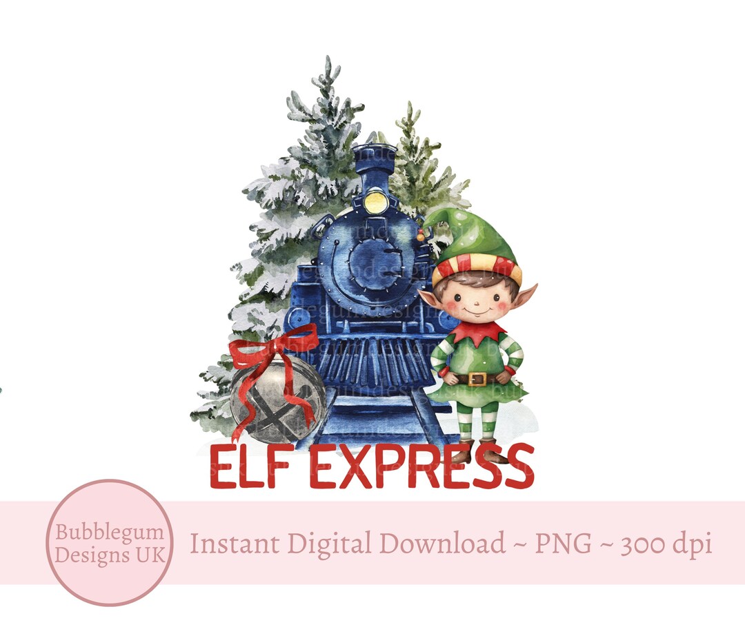 Boy Elf Express Christmas Train PNG, Christmas Sublimation Design ...