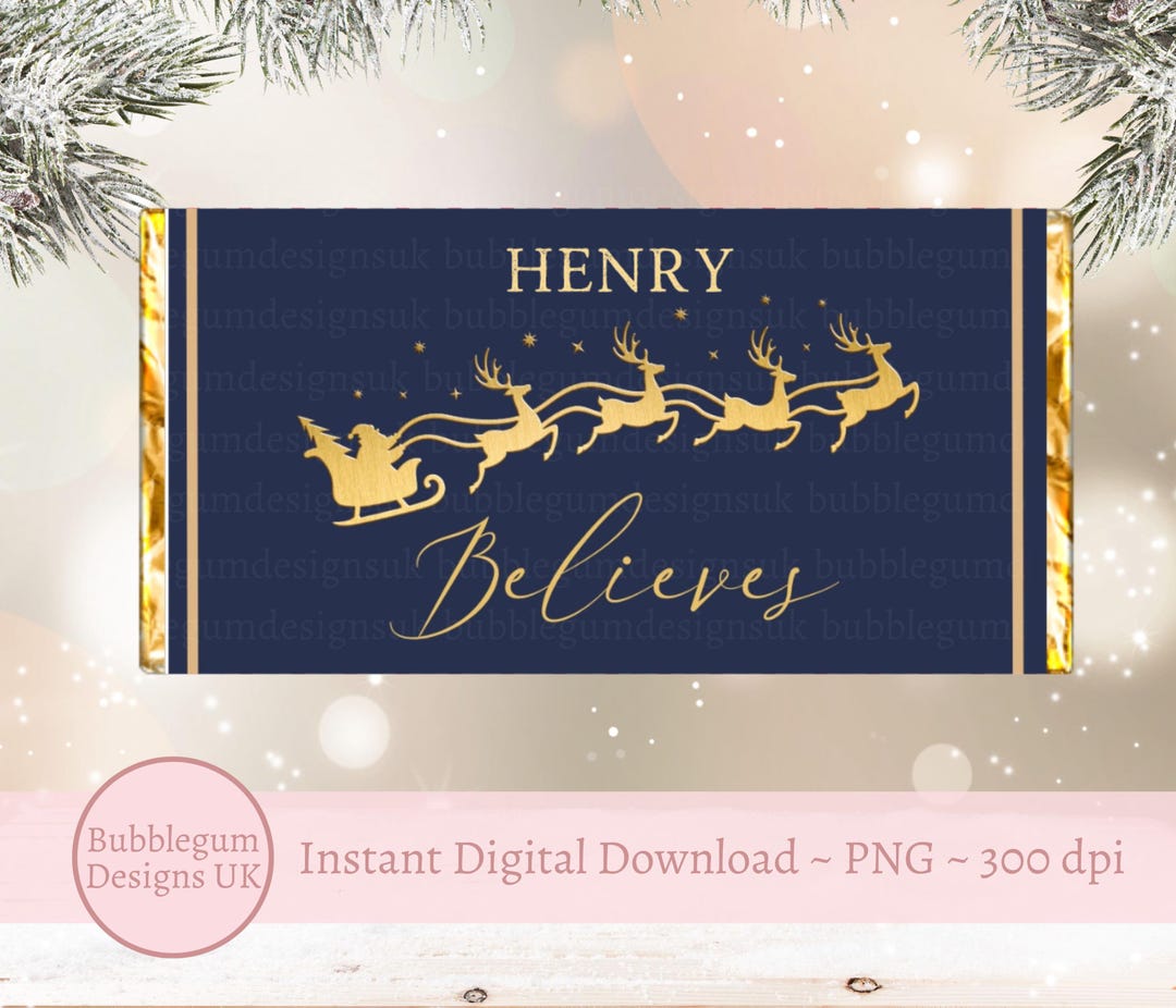 Flying Santa Christmas Chocolate Wrapper, Printable Chocolate Candy ...