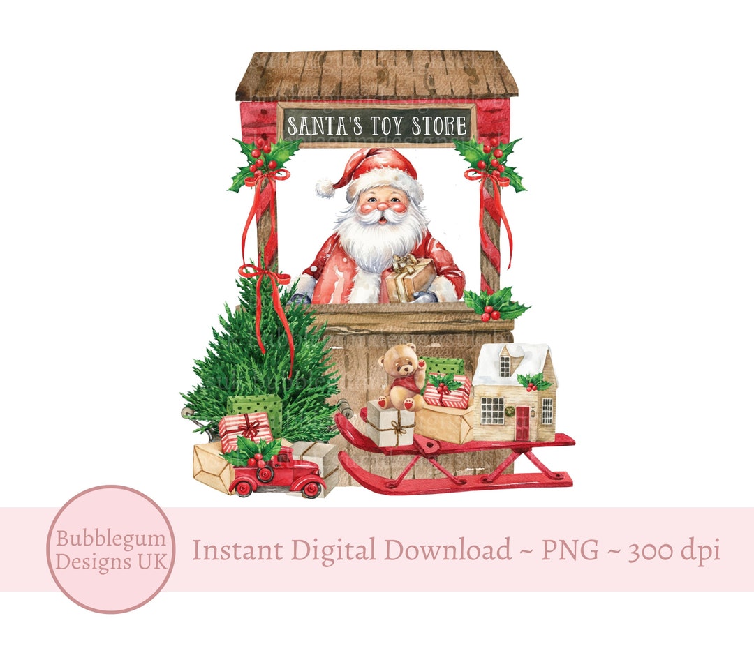 Santa's Toy Store PNG, Christmas Clip Art, Cute Father Christmas Design ...