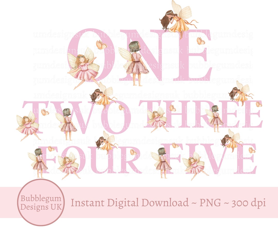 Pink Fairy Age 1-5 Bundle, PNG, Fairies Sublimation Design, Fairy ...