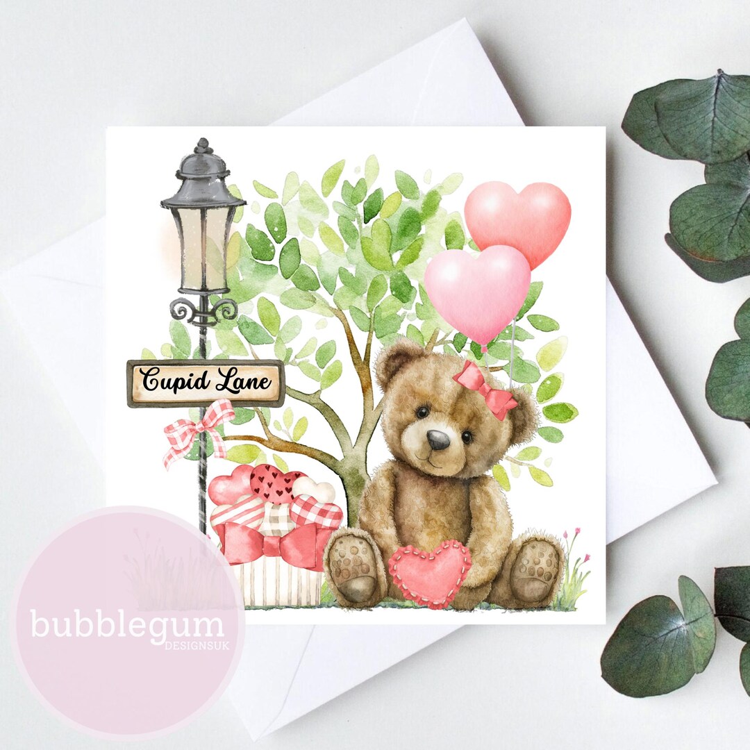 Valentine Teddy Bear Cupid Lane PNG, Teddy Bear Sublimation Design ...
