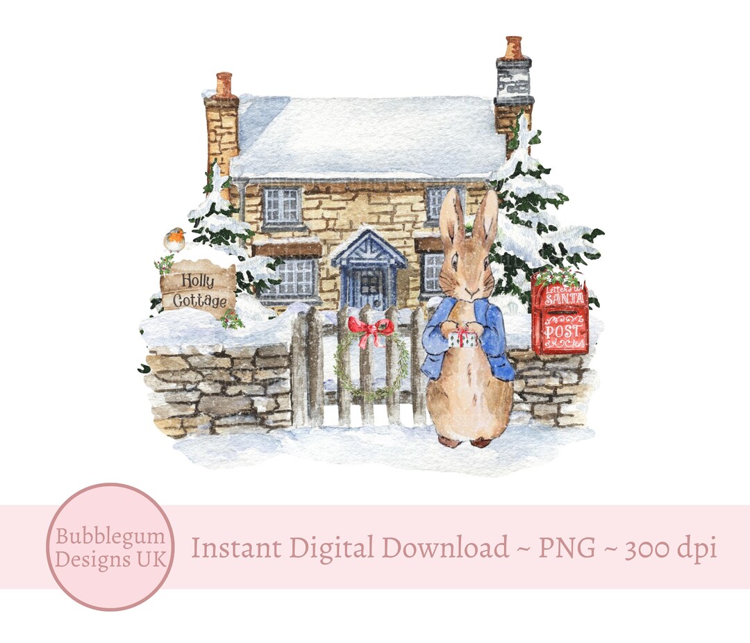 Peter Rabbit Christmas Cottage PNG Christmas Clip Art Winter - Etsy UK