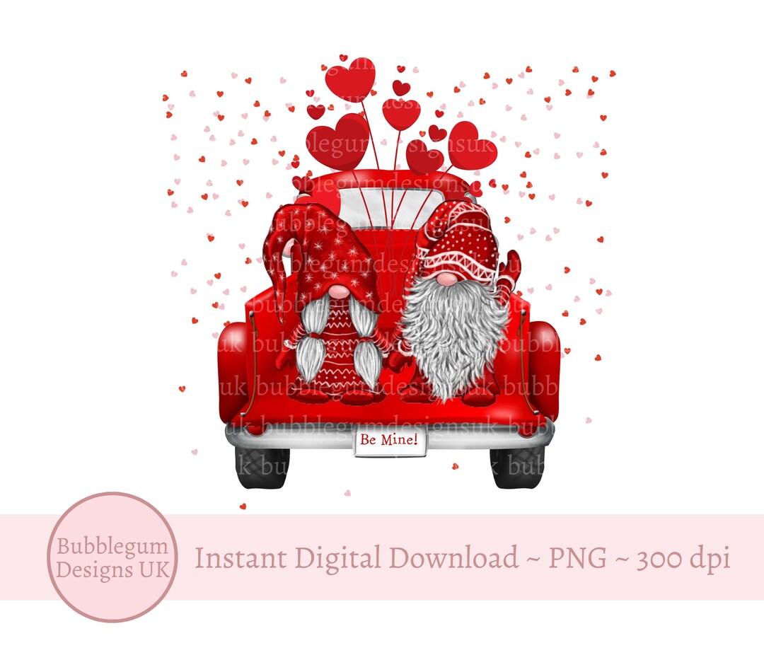 Valentine's Gnomes Truck PNG, Be Mine Valentine Clip Art, St Valentines ...