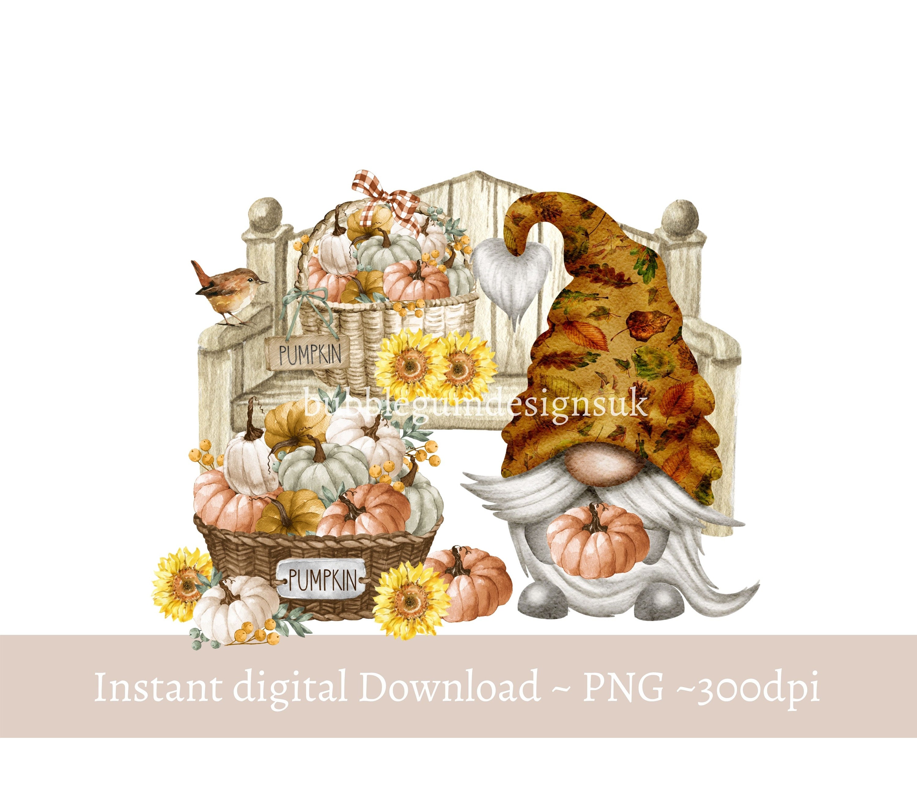 Fall Gnome PNG clipart Autumn Pumpkin Truck hand drawn watercolor ...