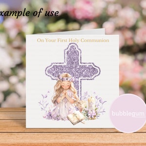 First Holy Communion Cross PNG, Girls 1st Communion Sublimation Design ...