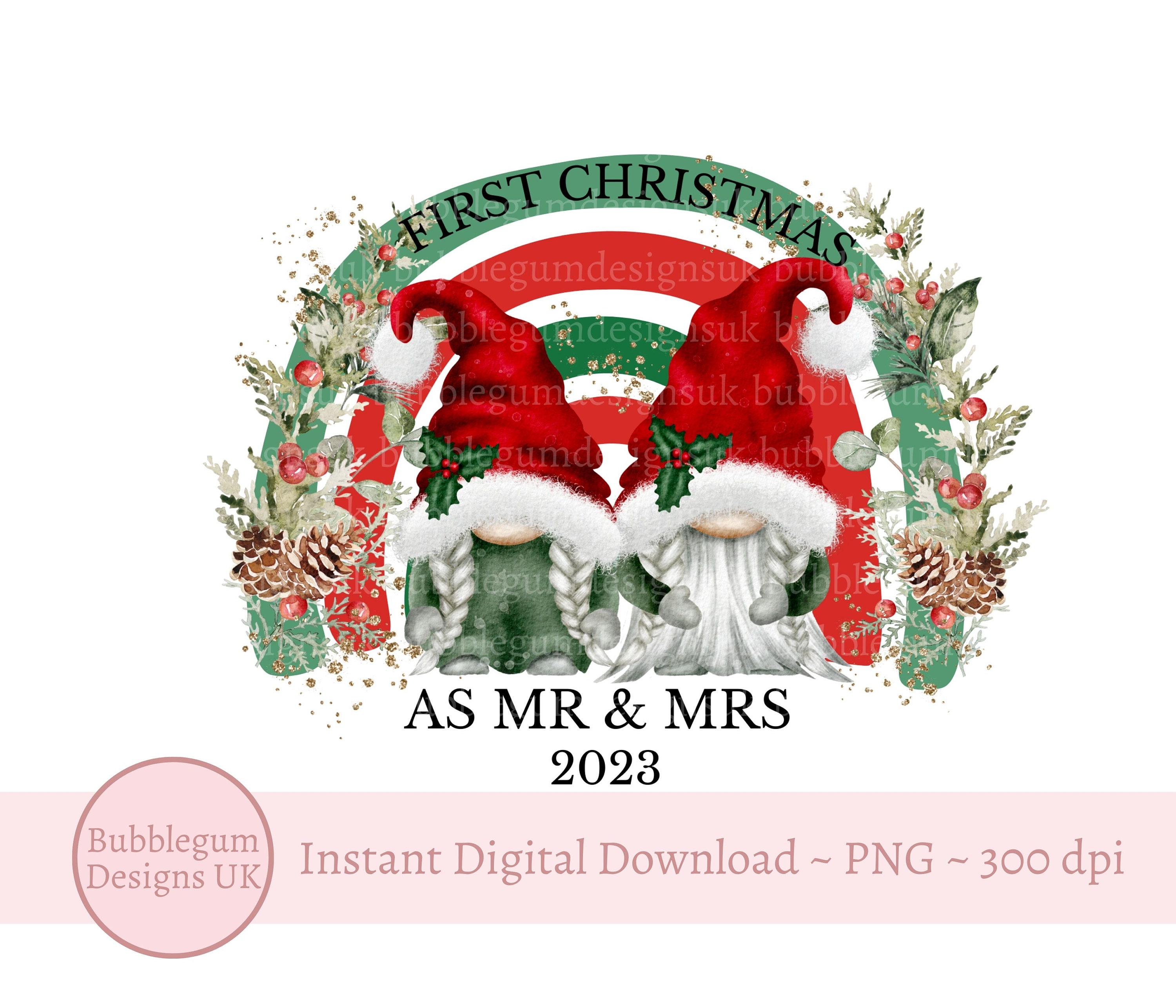 First Christmas as Mr & Mrs Gnomes PNG Couple First - Etsy