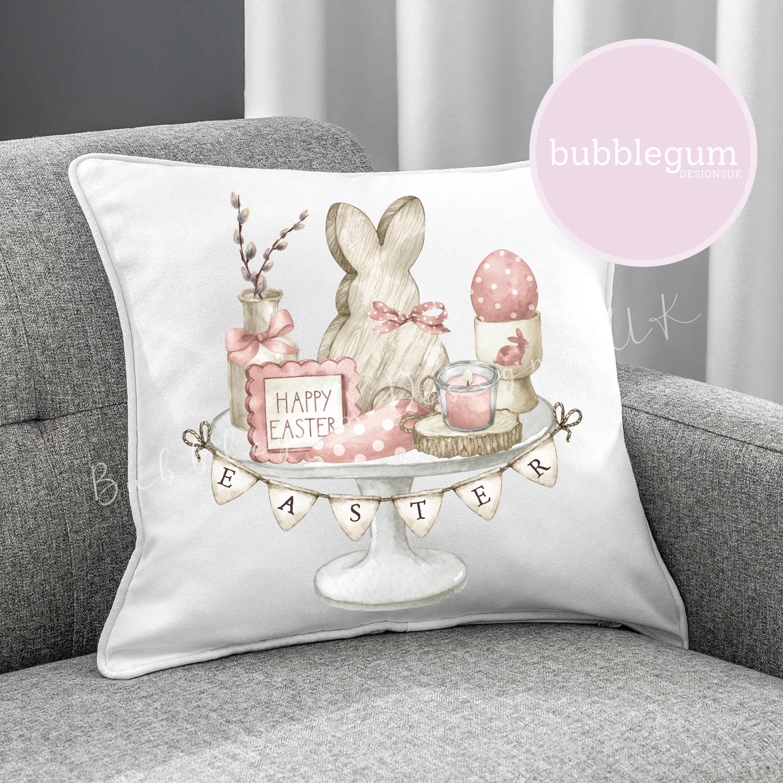 Happy Easter Pastel Pink PNG Rustic Easter Clip Art | Etsy