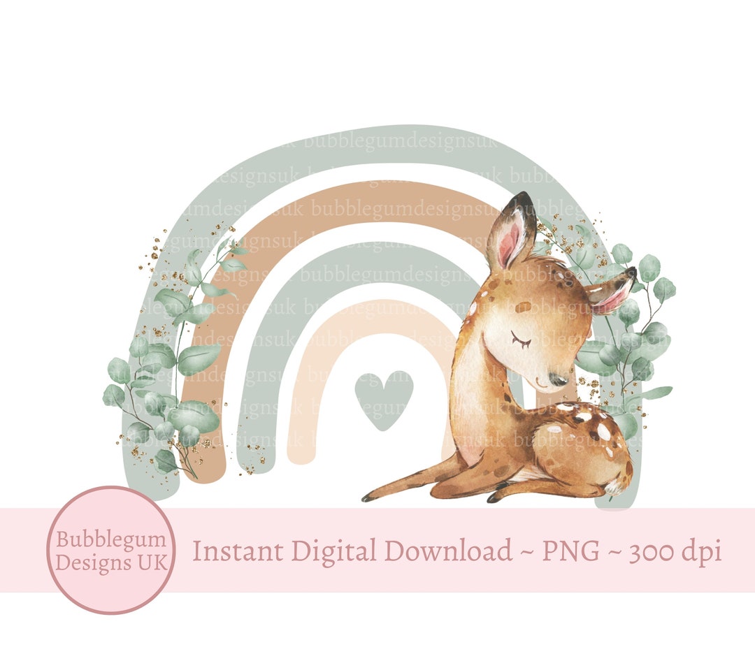 Baby Deer Rainbow PNG, Cute Deer Clipart, New Baby Card Design ...