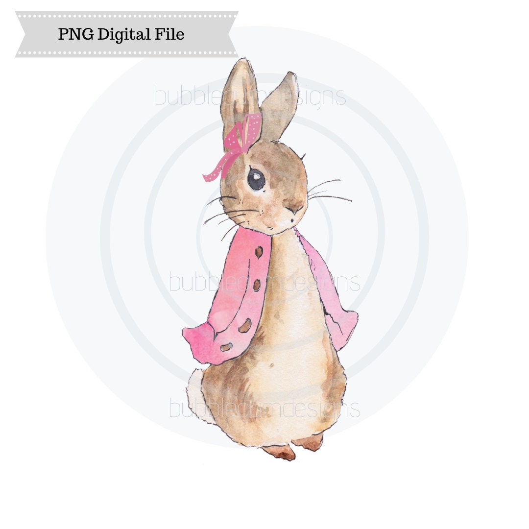 Flopsy Bunny Pink Hair Bow PNG Peter Rabbit Sublimation | Etsy