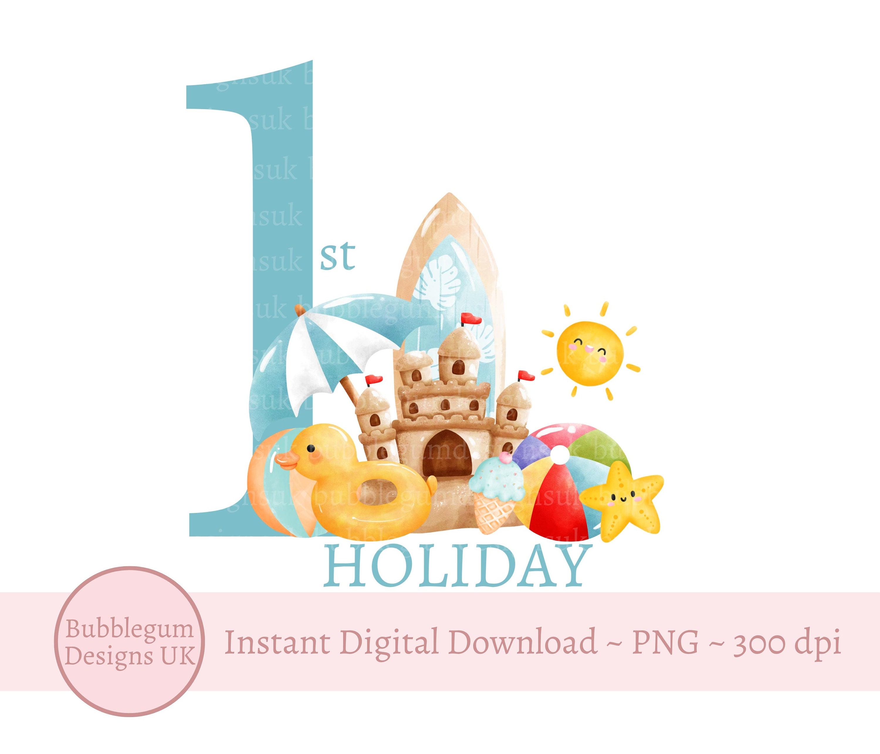 Blue First Holiday PNG Beach Holiday Design Sublimation - Etsy UK