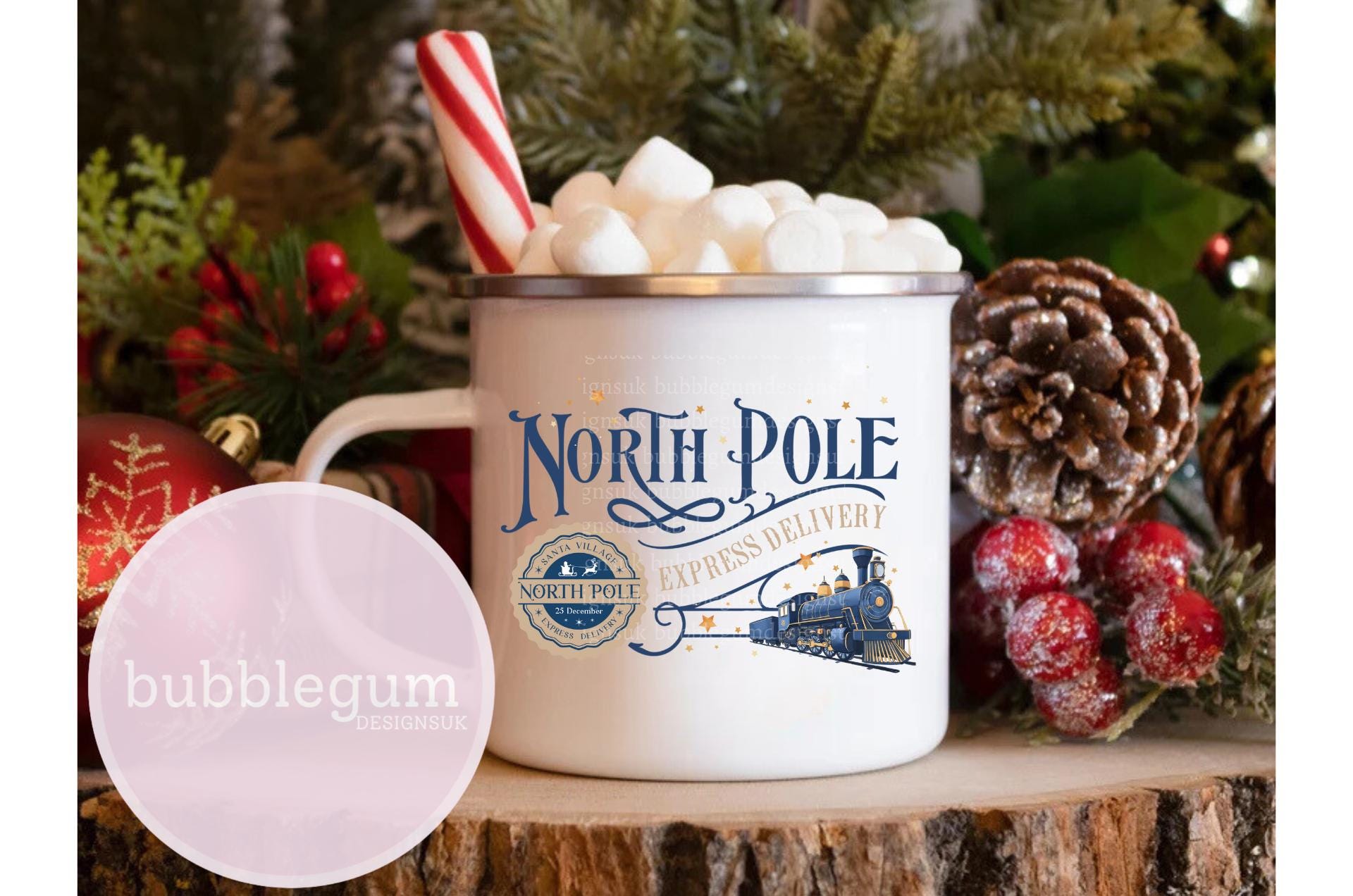 North Pole Express Delivery Blue Christmas Design, North Pole Train PNG ...