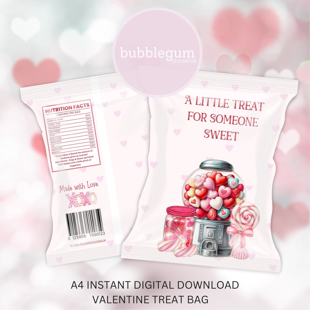 Sweet Treats Valentine's Day Treat Packet, A4 Printable JPG, Valentine ...