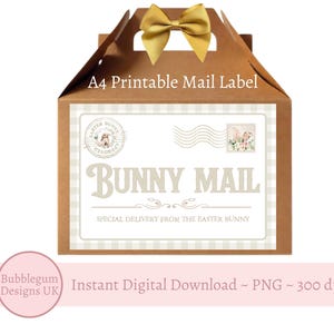 A4 Green Printable Easter Bunny Mail Shipping Label JPG, Easter Bunny ...