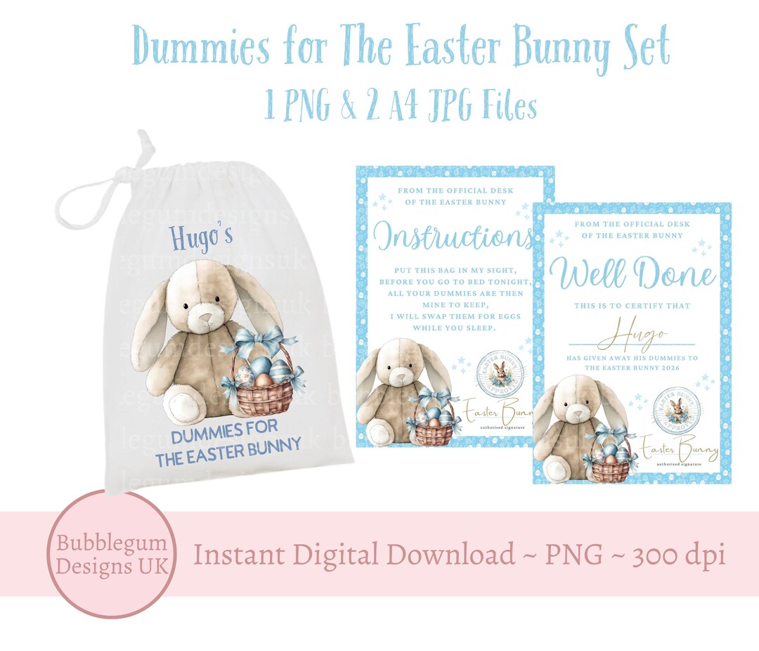 Blue Dummies for the Easter Bunny Set, A4 Certificate & Instruction ...