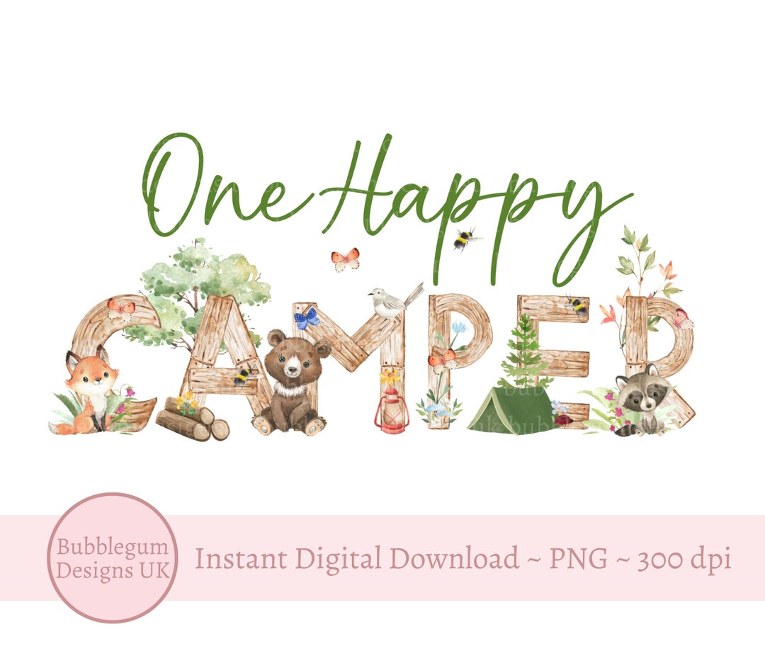One Happy Camper Sublimation Design, PNG, Woodland 1st Birthday, First ...