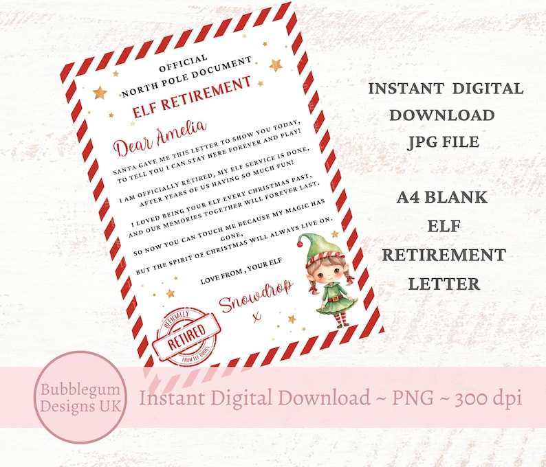 A4 Christmas Elf Retirement Letter, Boy & Girl Elf Versions Included ...