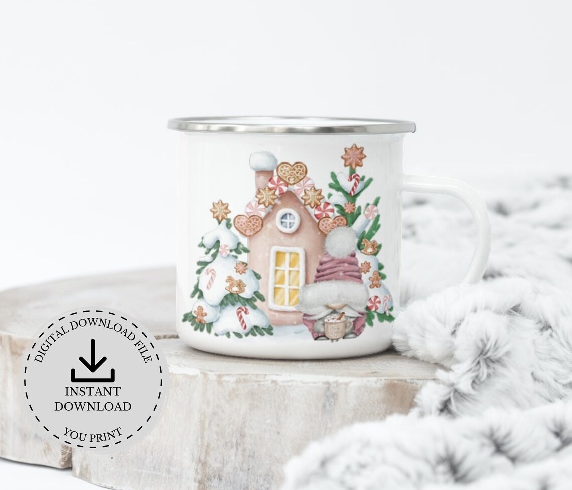 Pink Gnome Gingerbread House Christmas PNG Christmas - Etsy