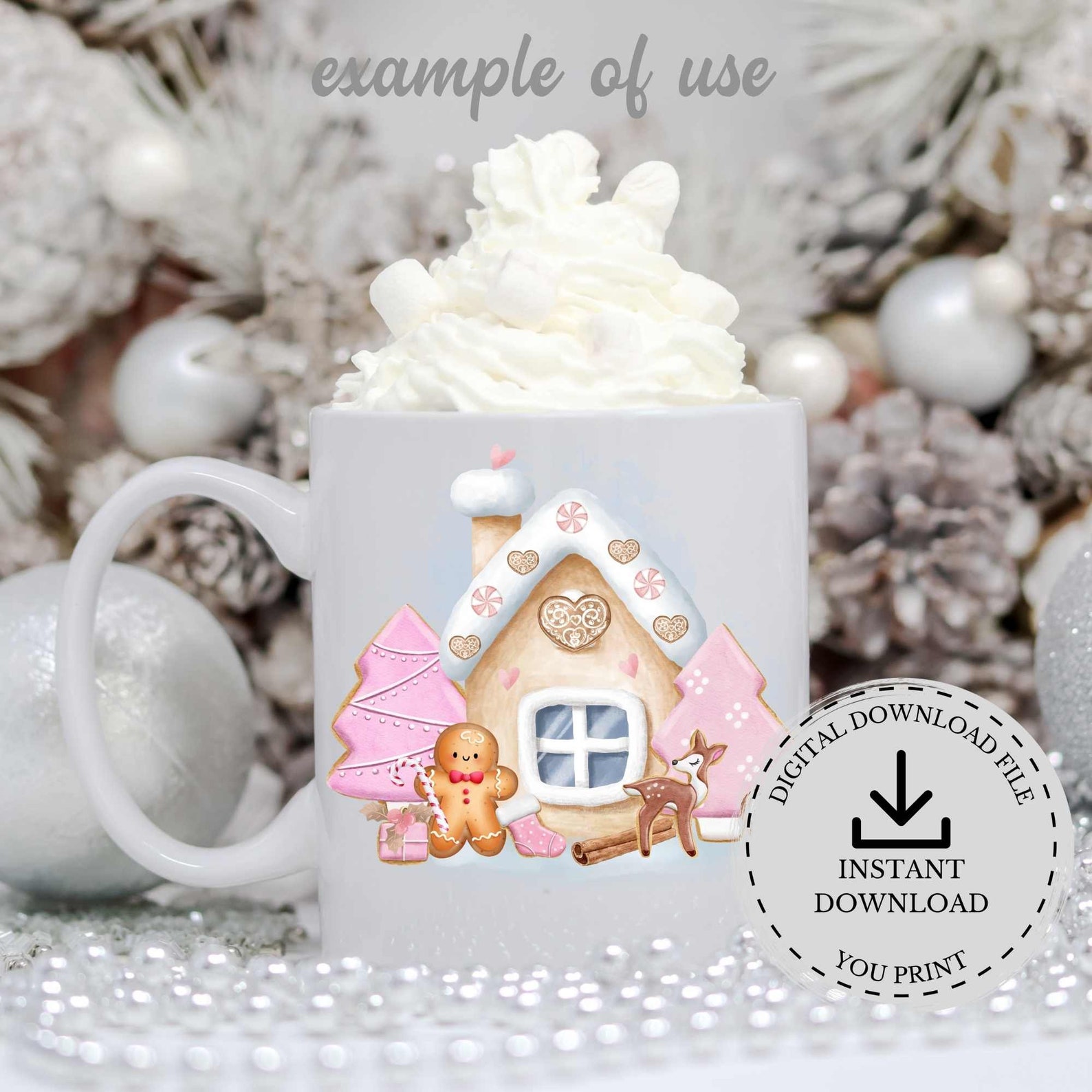 Pink Gingerbread Cookie Cottage PNG Christmas Clipart - Etsy