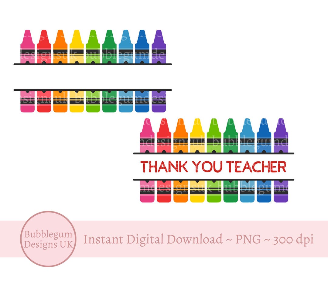 Coloured Crayons Thank You Teacher PNG, Teacher Sublimation Design ...