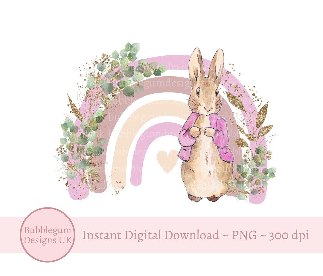 Flopsy Bunny Rainbow PNG, Bunny Sublimation Design, Pink Rainbow, Bunny ...