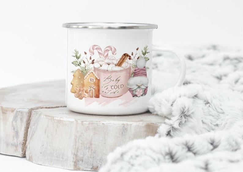 Pink Gingerbread & Hot Cocoa Mug PNG, Pink Christmas Sublimation Design ...