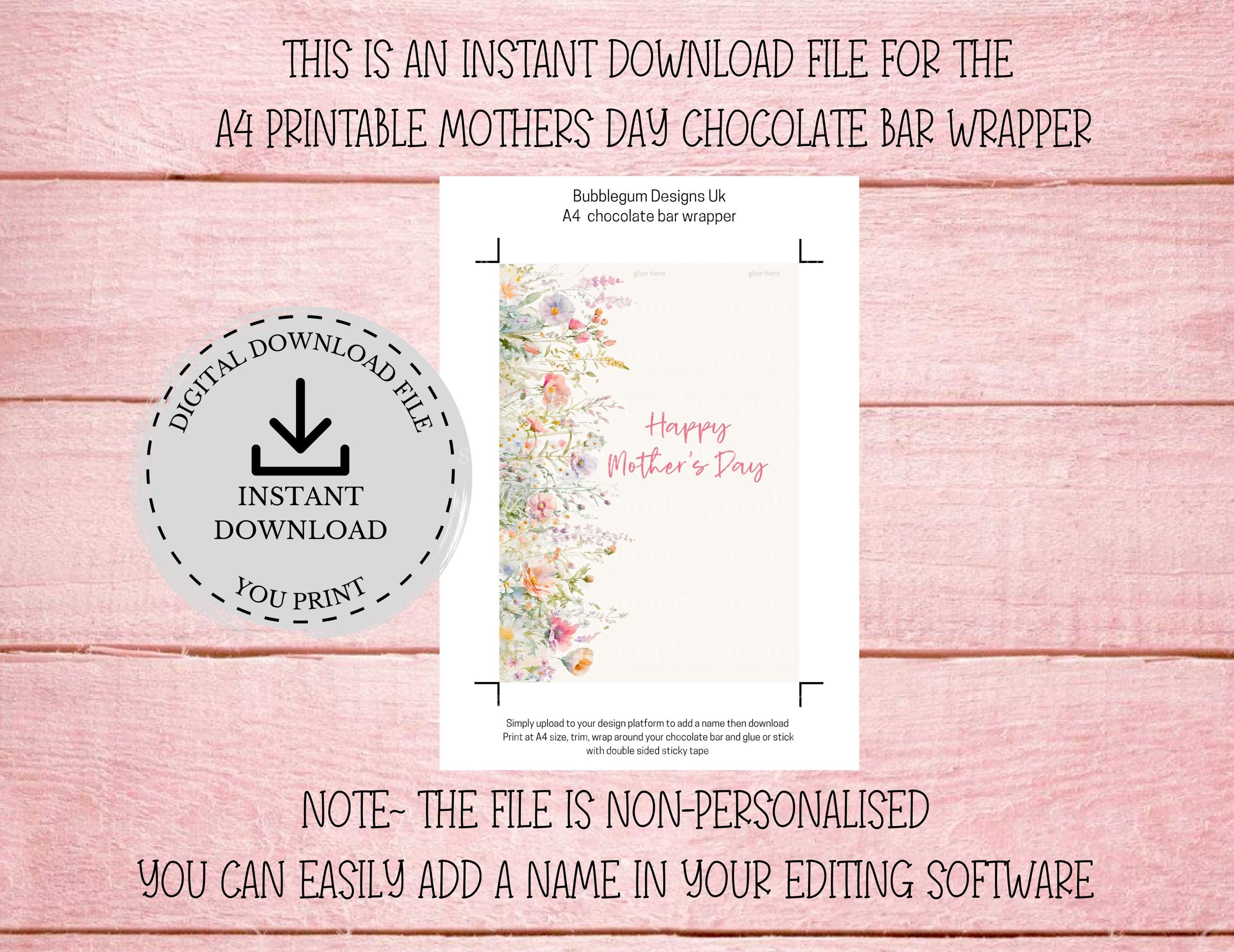 Printable Mother's Day Chocolate Bar Wrapper, Mother's Day Wildflowers ...