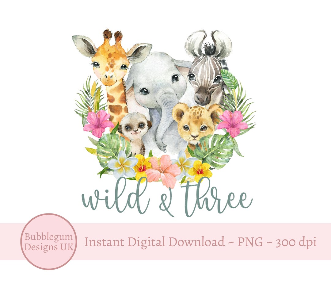 Wild & Three Safari Animals PNG, Watercolor Baby Animals, T Shirt ...