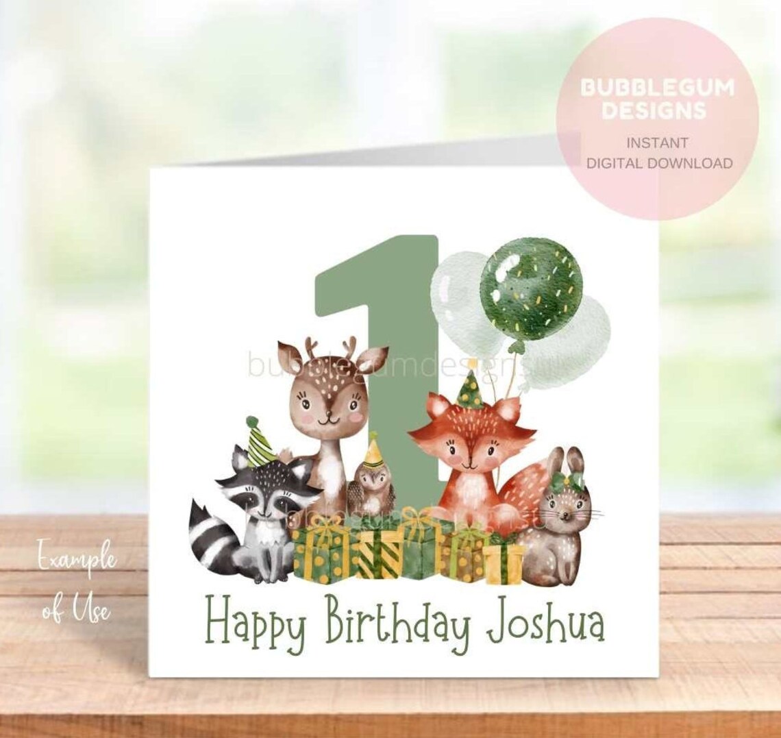 First Birthday Woodland Animals PNG Watercolor Baby Animals - Etsy