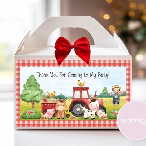 Red Farm Gable Box Label, Gable Box, JPG, Farm Birthday Decor, Table ...